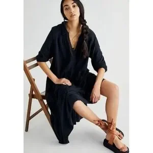 Free People | Dresses | Free People Moonlight Midi Dress Small Black ...